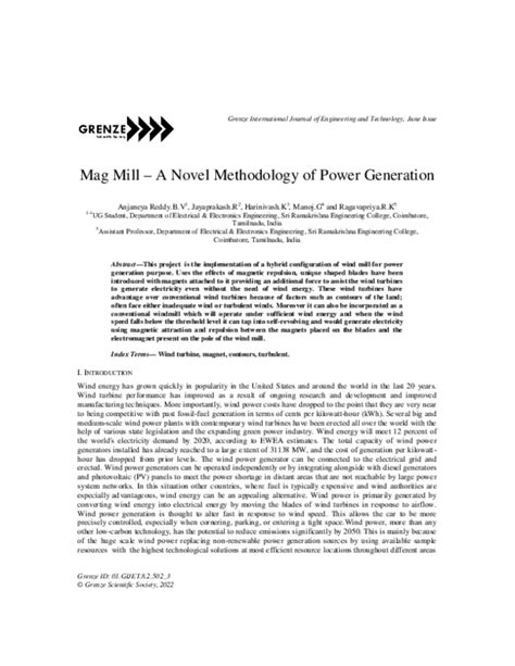 Pdf Mag Mill A Novel Methodology Of Power Generation