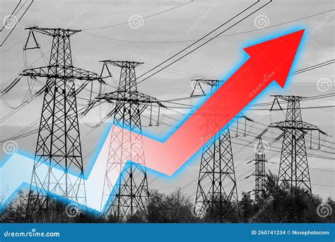 Energy Crisis Power Line And Graph Arrow Concept Of Global Energy