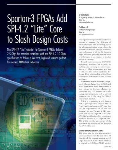 Spartan 3 Fpgas Add Spi 4