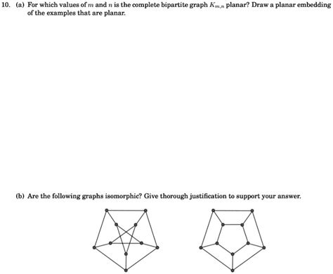 Solved A For Which Values Of M And N Is The Complete Bipartite Graph Kmn Planar Draw A