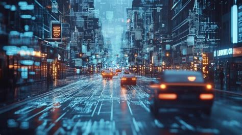 Aipowered Smart Cities With Automated Traffic Systems A Cityscape Where Traffic Lights And