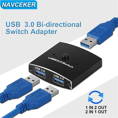 2022 USB 3 0 Switch 2 PC USB Switch Selector USB Bi Directional Switcher Box USB Sharing Switch