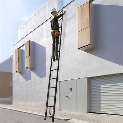Escalera telescópica de aluminio de pies con ganchos desmontables escalera plegable