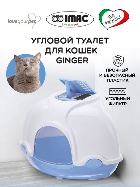 Туалет для кошек закрытый угловой GINGER, синий, 50х40х40 см - купить с ...
