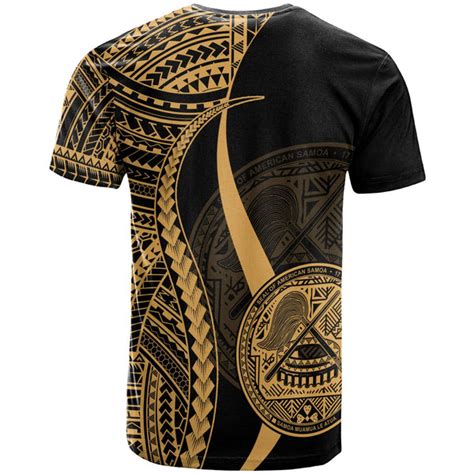 American Samoa T Shirt Gold Polynesian Tentacle Tribal Pattern