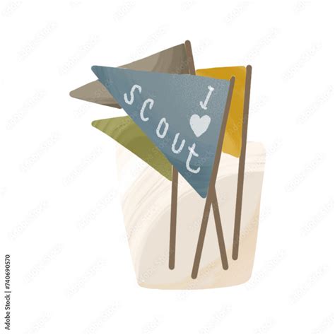 Scout Flag Illustration Element For Camping Scout Or Picnic Suitable For Any Digital Design
