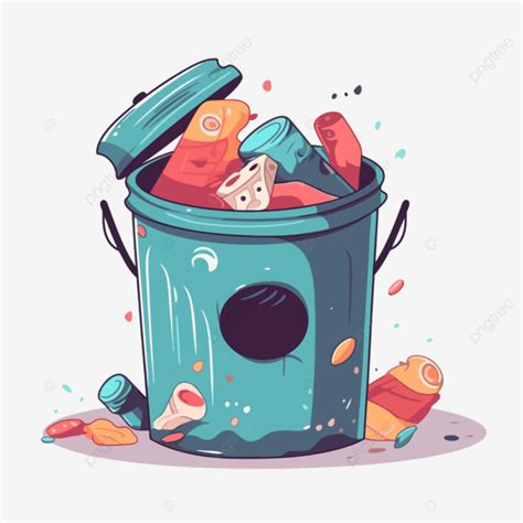 Garbage Can Vector Sticker Clipart An Illustration Of Trash Can With