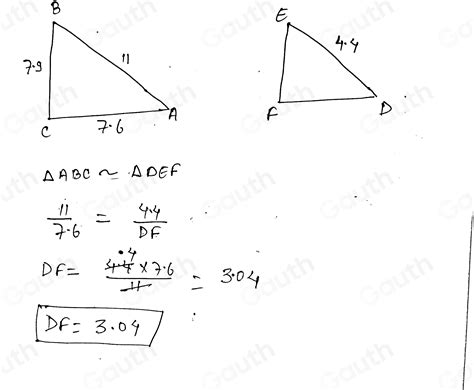 solved triangle abc ~ triangle def use the image to answer the