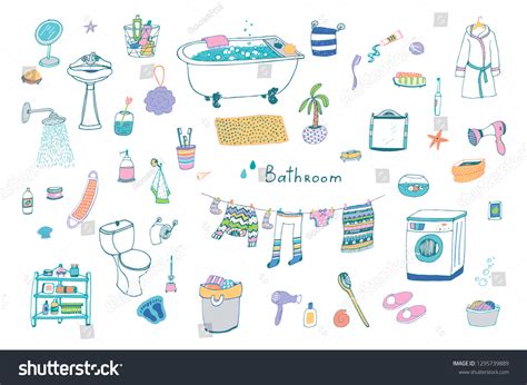 Set Cartoon Bathroom Elements Personal Hygiene Stock Vector Royalty Free 1295739889