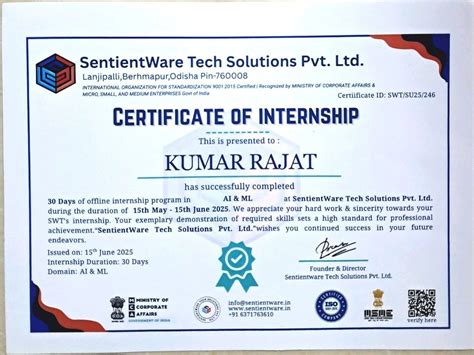 Ai Machinelearning Internshipexperience Sentientware