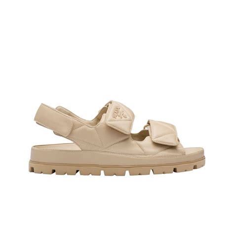 W 프라다 패딩 나파 레더 샌들 데저트 베이지 Prada Kream