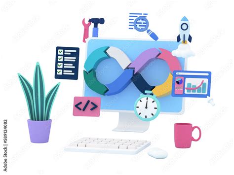 Devops Concept Illustration Abstract Web Screen For Software