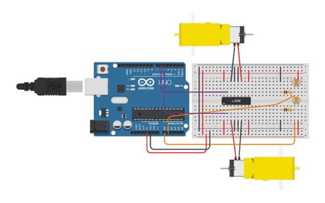 circuit design robot seguidor de luz tinkercad