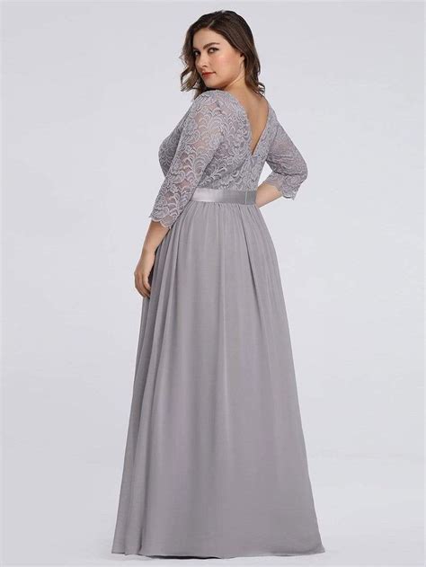 Simple Plus Size Lace Evening Dress With Half Sleeves Lace Evening