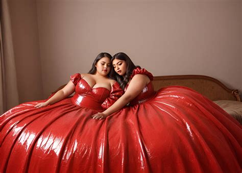 Two Curvy Models Sleeping Patentleather Puffy Huge By Kathrin Inaka On