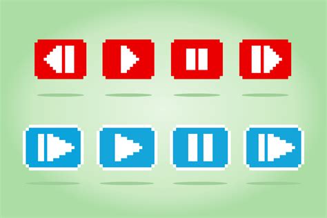 8 Bit Pixel Play Button Icon Social Media Sign Mobile App Web Video
