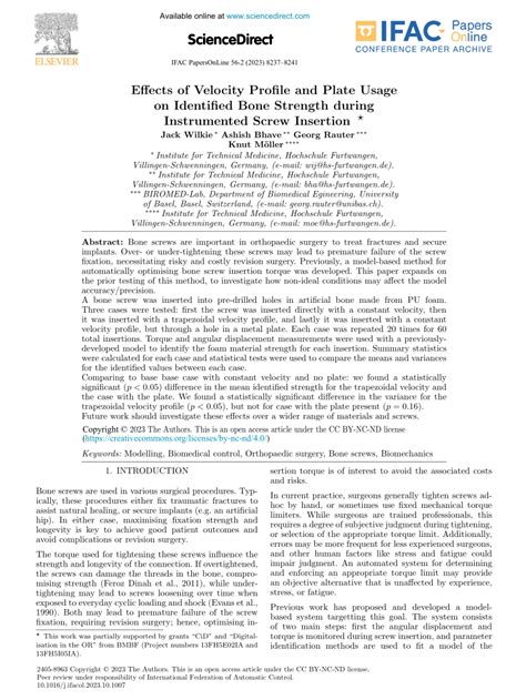 Pdf Effects Of Velocity Profile And Plate Usage On Identified Bone