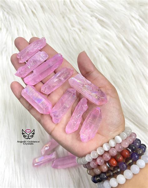 Pink Aura Quartz Point Angelic Guidance Crystals
