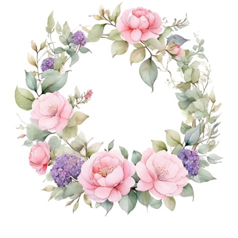 Watercolor Floral Wreath 51028462 Png
