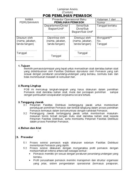 Lampiran 4 2 Contoh Pob Pemilihan Pemasok Pdf