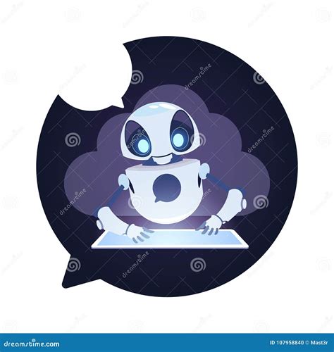 Chatbot Robot Icon Chatter Bot Answer Users Questions Using Digital Tablet Virtual Assistance