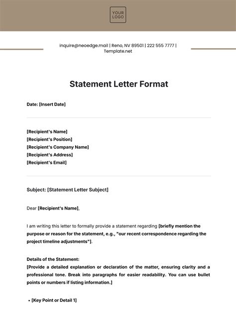 Free Statement Letter Format Template To Edit Online