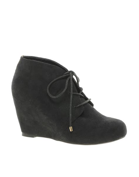 River Island Lace Up Wedge Ankle Boots In Black Lyst