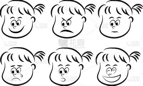 矢量卡通女孩表情脸集