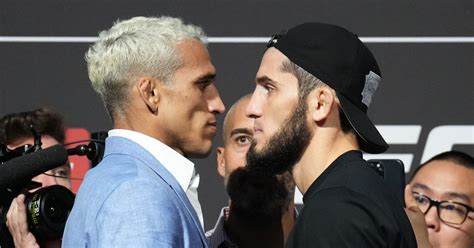 UFC Press Conference Staredown Video Charles Oliveira Islam Makhachev Dont Blink During