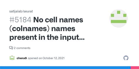No Cell Names Colnames Names Present In The Input Matrix · Issue