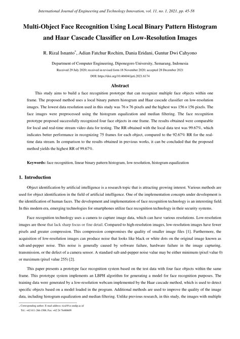 Pdf Multi Object Face Recognition Using Local Binary Pattern