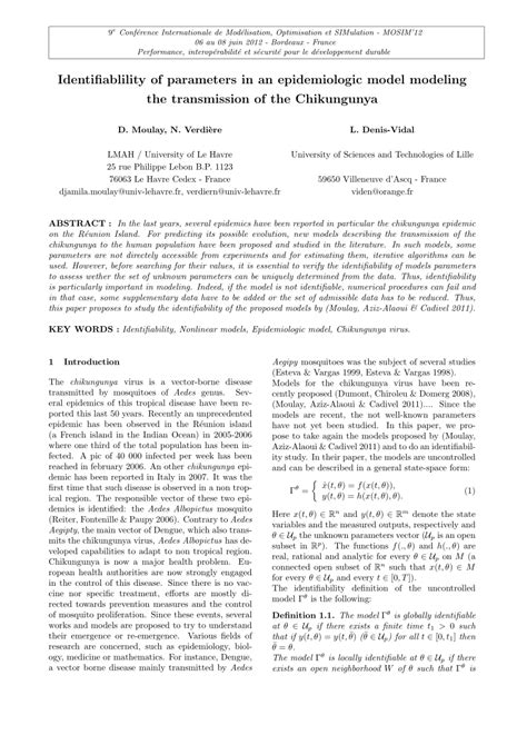 Pdf Identifiablility Of Parameters In An Epidemiologic Model Modeling The Transmission Of The