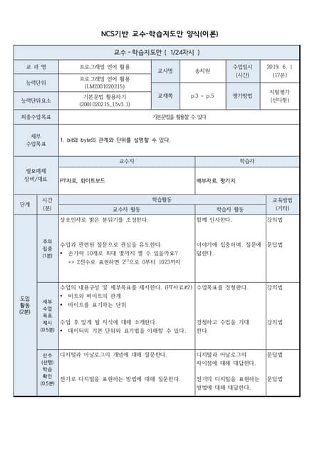 [20190601] 직업훈련교사 수업의실행 교안 Pdf