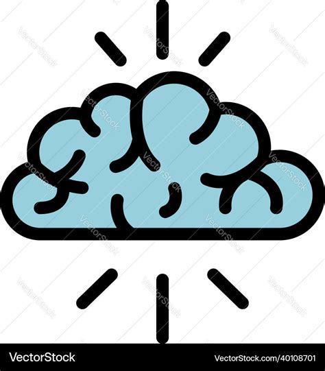 Brain Certificate Idea Icon Color Outline Vector Image