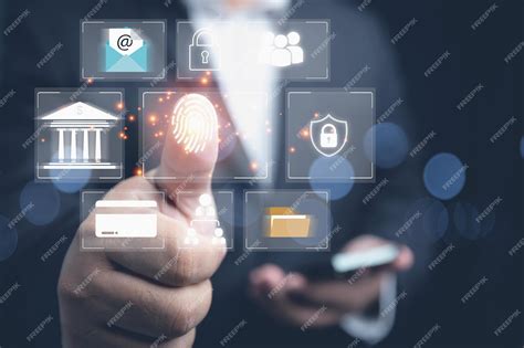 Premium Photo Businessman Scanning Finger Login To Personal Data Private Scan Fingerprint