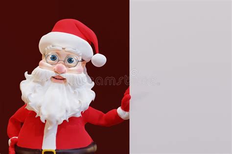 Cute Cartoon Santa Claus With Banner 3d Render Stock Illustration