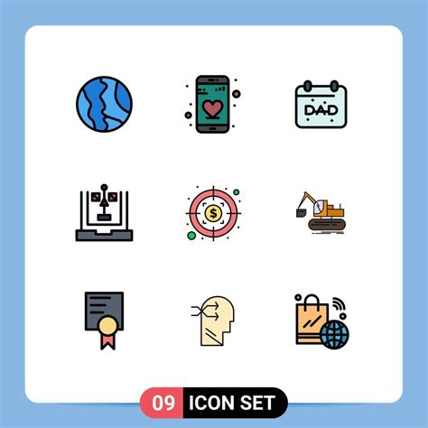 9 Thematic Vector Filledline Flat Colors And Editable Symbols Of Dollar