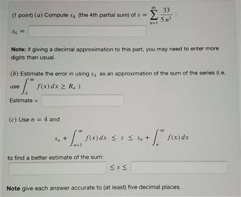 solved 00 1 point a compute s4 the 4th partial sum of