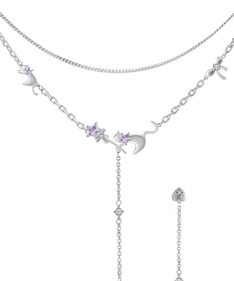 Two Line Cat Star Stick Necklace Nover