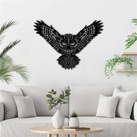 Декоративне панно з дерева Woodyard інтерєрна картина на стіну Сова в польоті стиль мінімалізм