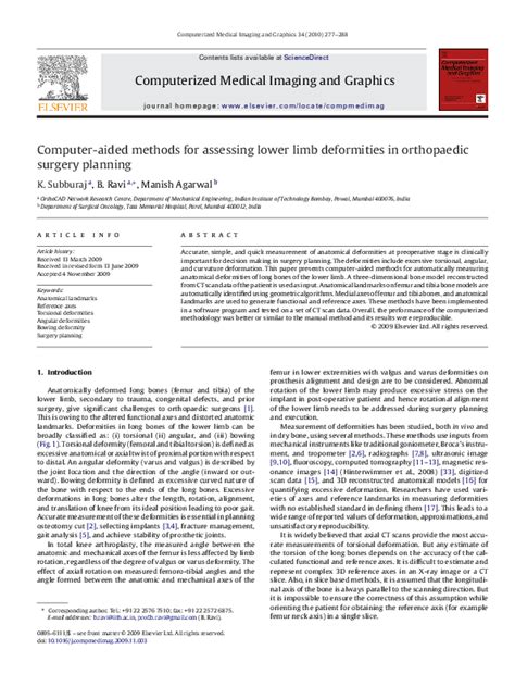 Pdf Computer Aided Methods For Assessing Lower Limb Deformities In