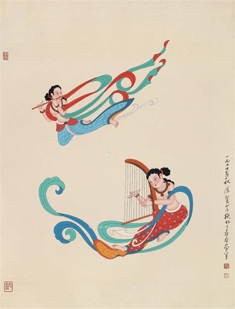 【敦煌飞天舞 镜芯 纸本设色】拍卖品图片价格鉴赏绘画雅昌艺术品拍卖网