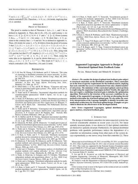 Augmented Lagrangian Approach To Design Of Structured Optimal State Feedback Gains Pdf