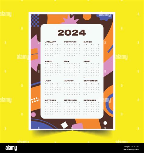 Colorful 2024 Calendar Template In Printable Style Design Vector Illustration Stock Vector Image
