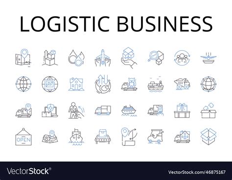 Logistic Business Line Icons Collection Supply Vector Image