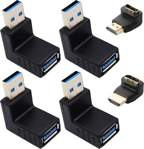 GTIWUNG 4 Pezzi Adattatore USB 3 0 Da 90 Gradi 5 Gbps USB A Maschio A Femmina Ad Angolo Retto