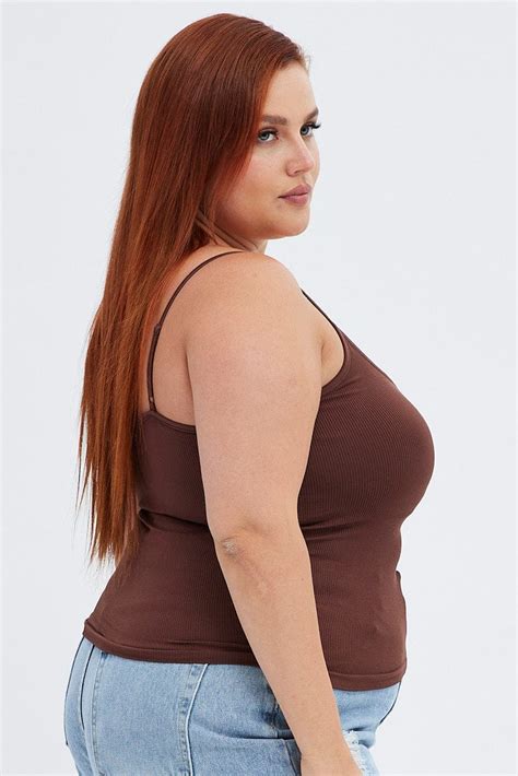 Brown Singlet Top Scoop Neck Seamless You And All