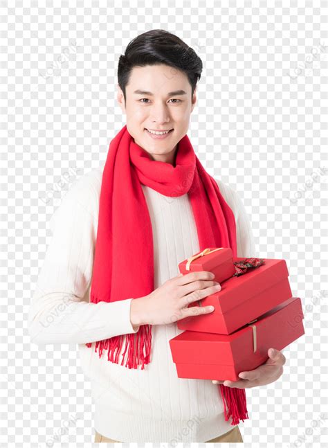 새해 선물 상자의 남자 Png 일러스트 무료 다운로드 Lovepik