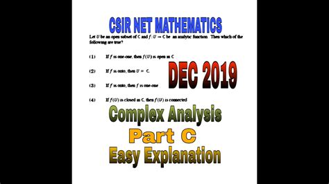 Csir Net Mathematics Dec 2019 Complete Solution Complex Analysis