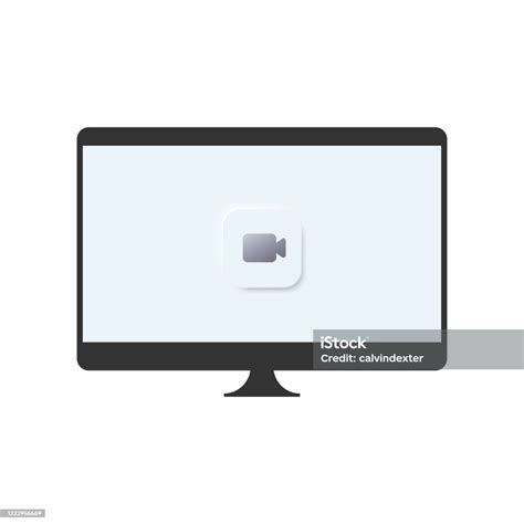 화면에 화상 통화 아이콘이 있는 데스크톱 컴퓨터 Brand Name Online Messaging Platform에 대한 스톡
